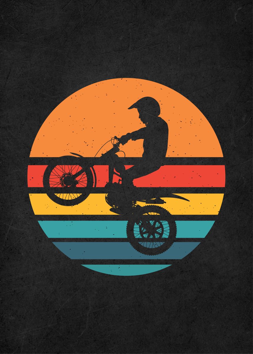 'retro trails motorcross' Poster, picture, metal print, paint by ...