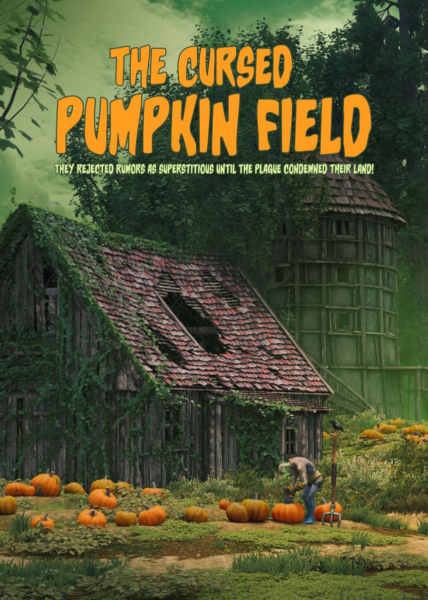 'Cursed Pumpkin Field' Poster, picture, metal print, paint by ...