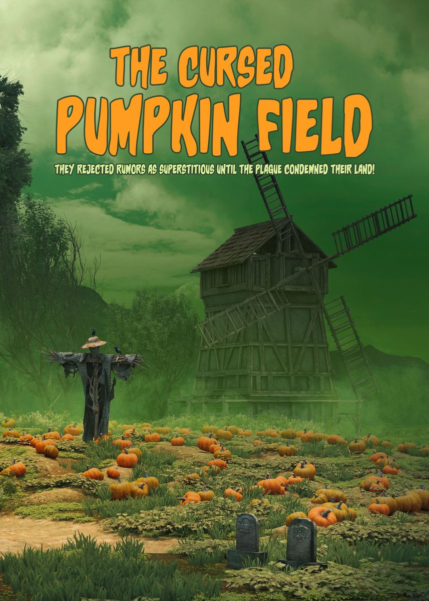 'Cursed Pumpkin Field' Poster, picture, metal print, paint by ...