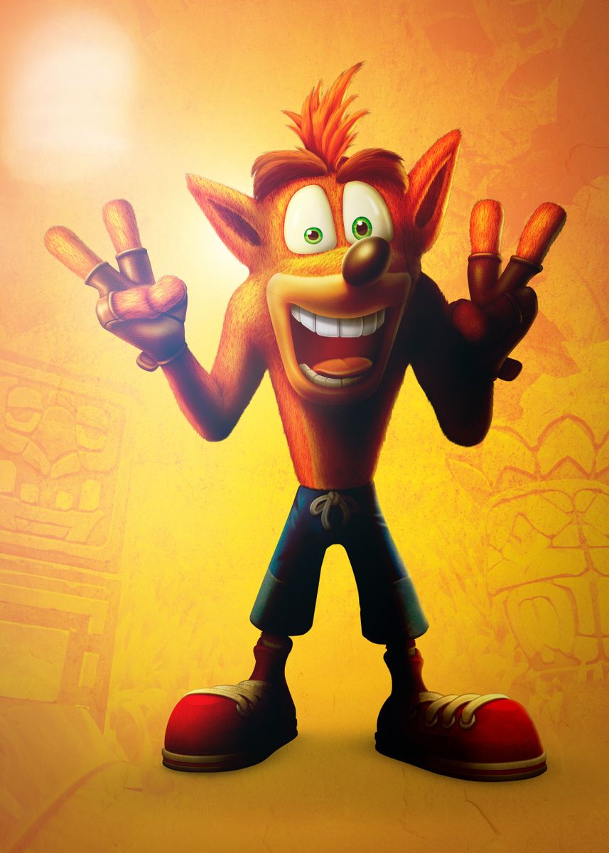 'Crash Orange' Poster, picture, metal print, paint by Crash Bandicoot ...