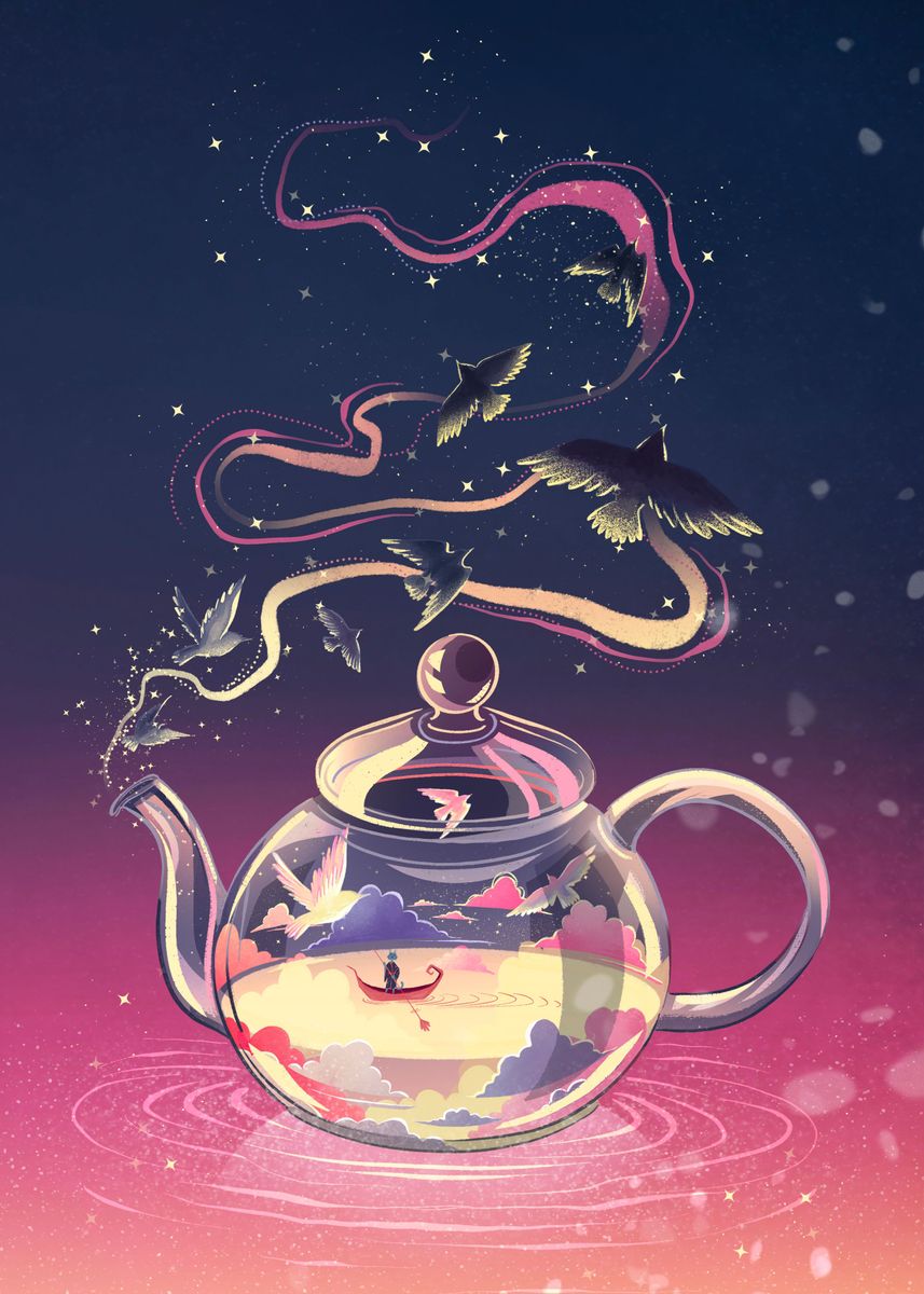 'Magic Teapot' Poster, picture, metal print, paint by Evgenia Lumfur ...