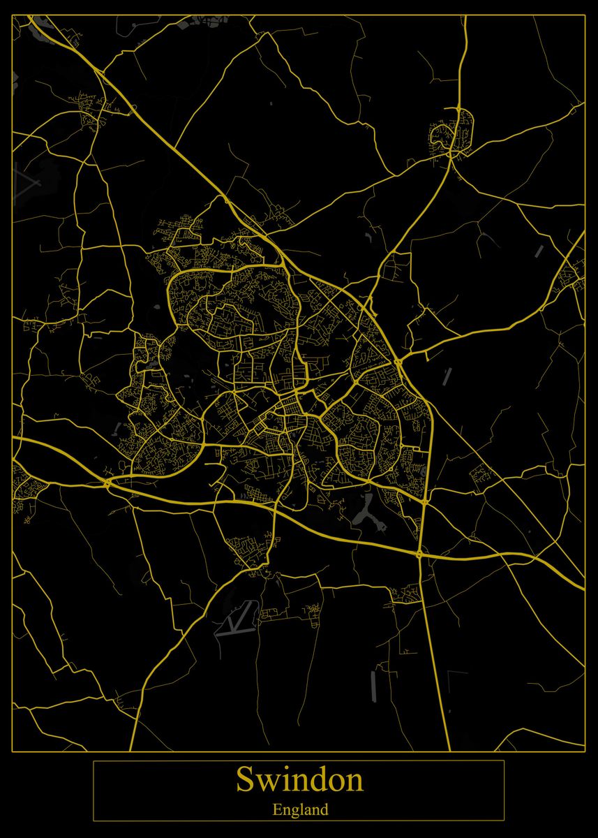 'Swindon England' Poster, picture, metal print, paint by Zake Yonkou ...