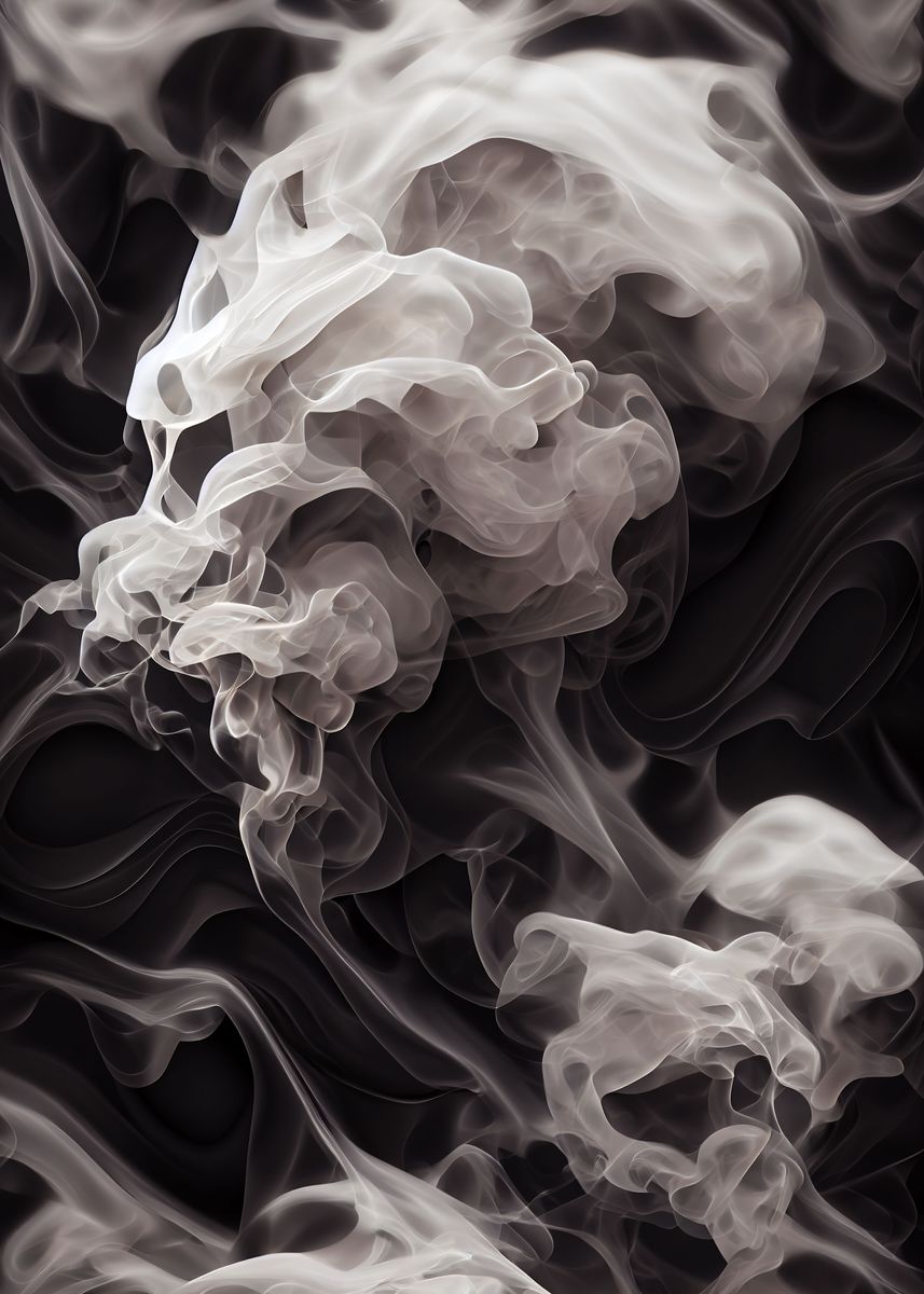 'Black Smoke V' Poster, picture, metal print, paint by Sycaid | Displate