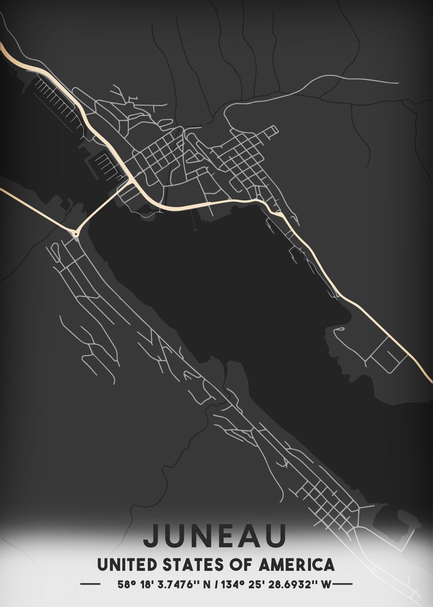 'Juneau AK USA' Poster, picture, metal print, paint by Denis Siggers ...