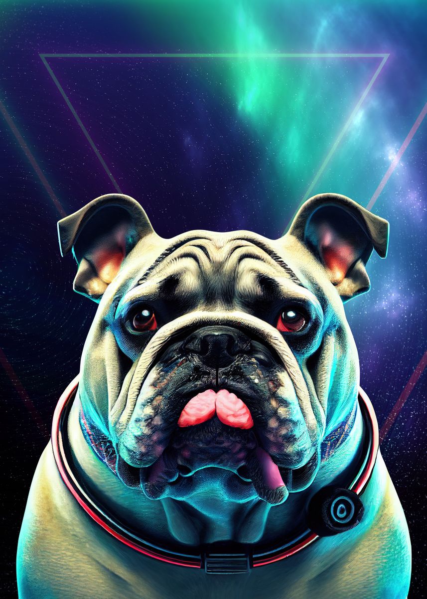 'Space Bulldog in galaxy' Poster, picture, metal print, paint by Stefan ...