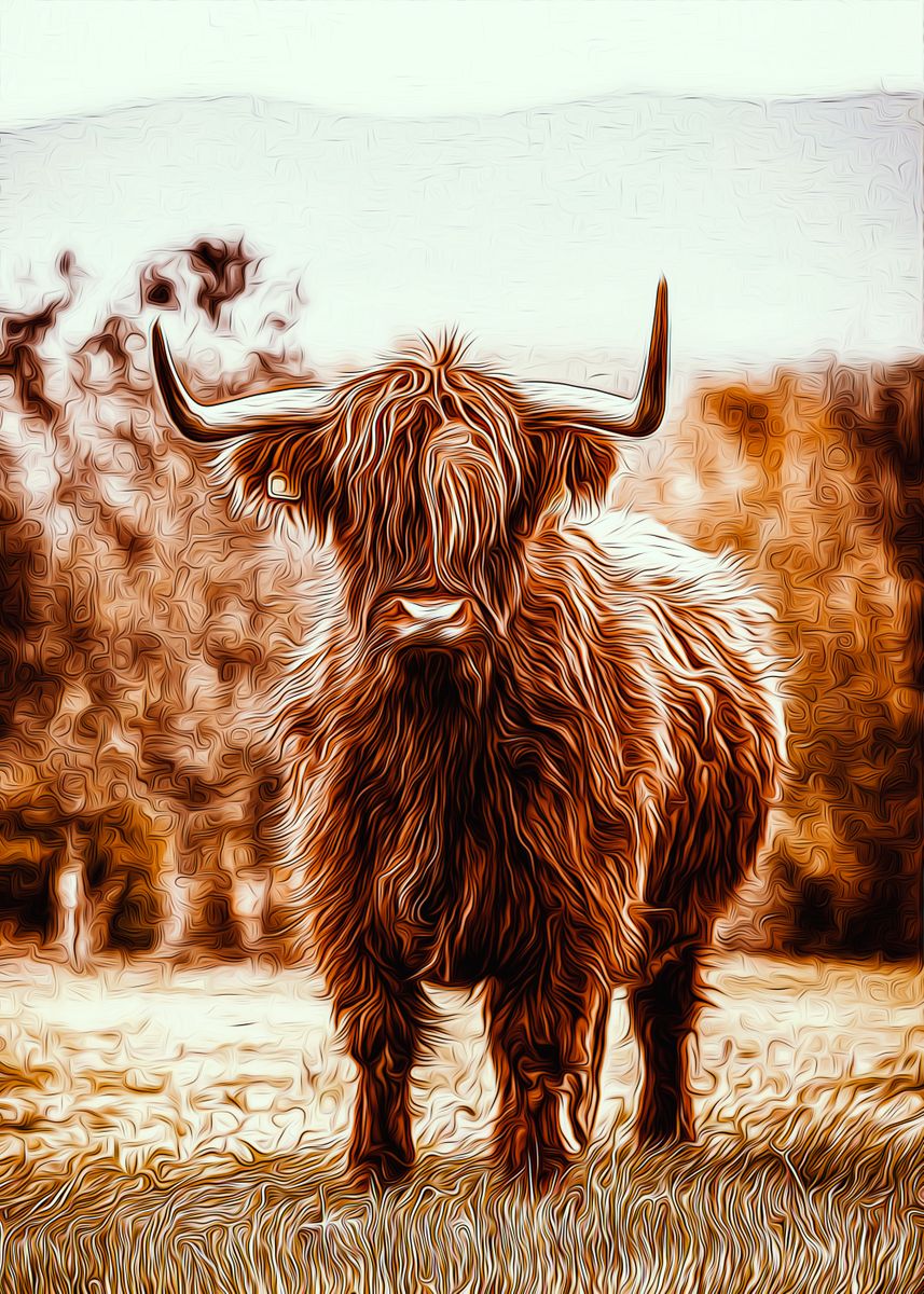'Yak' Poster, picture, metal print, paint by Tiker Arts | Displate