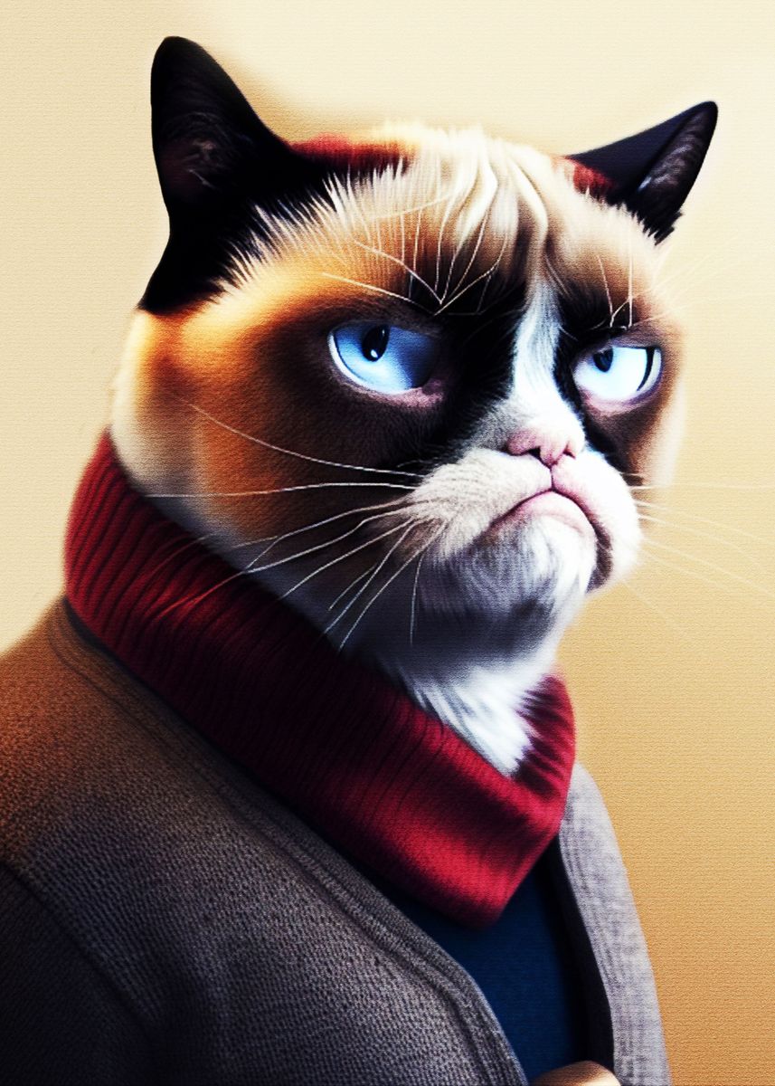 'Meme Cat' Poster, picture, metal print, paint by Muh Asdar | Displate