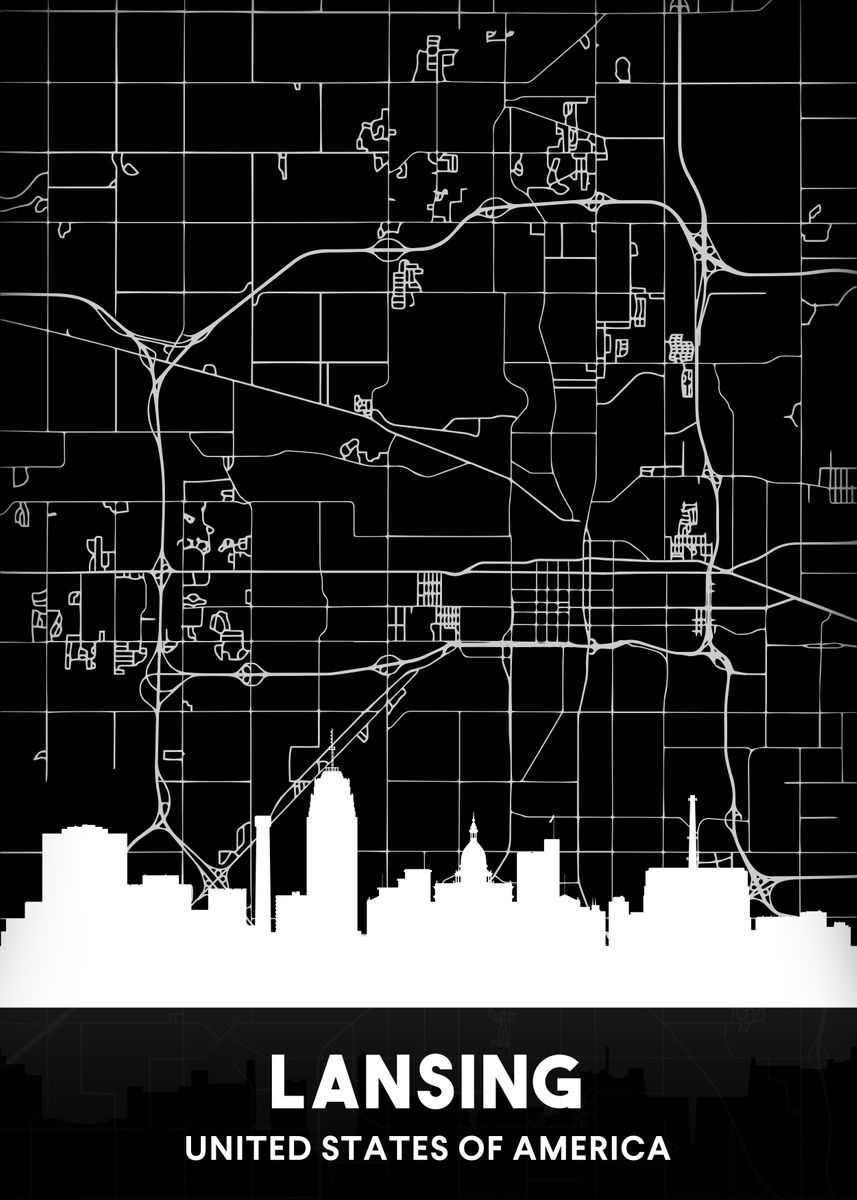 'Lansing Michigan USA' Poster, picture, metal print, paint by Tony Lee ...