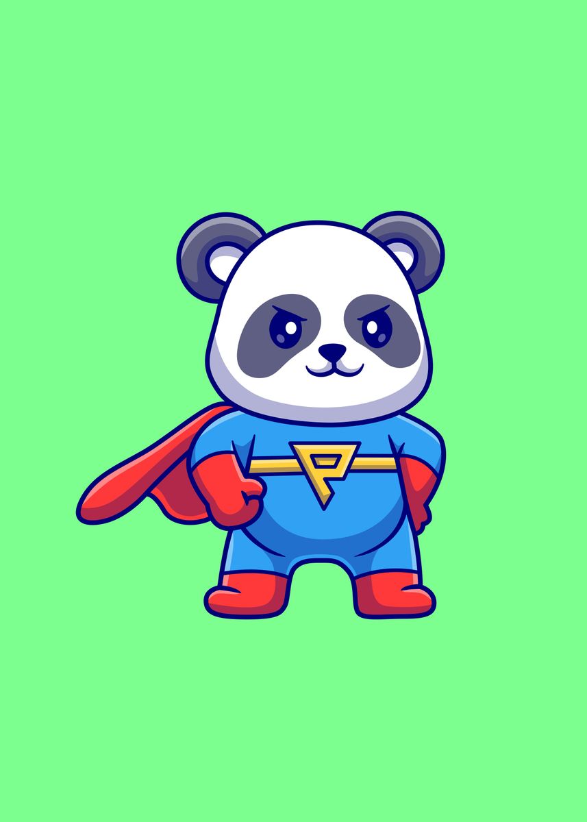 'Cute panda super hero' Poster, picture, metal print, paint by Le Duc Hiep | Displate