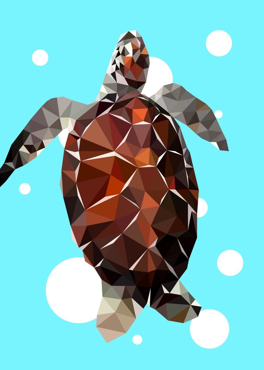 'Turtle' Poster, picture, metal print, paint by Lee Jani | Displate