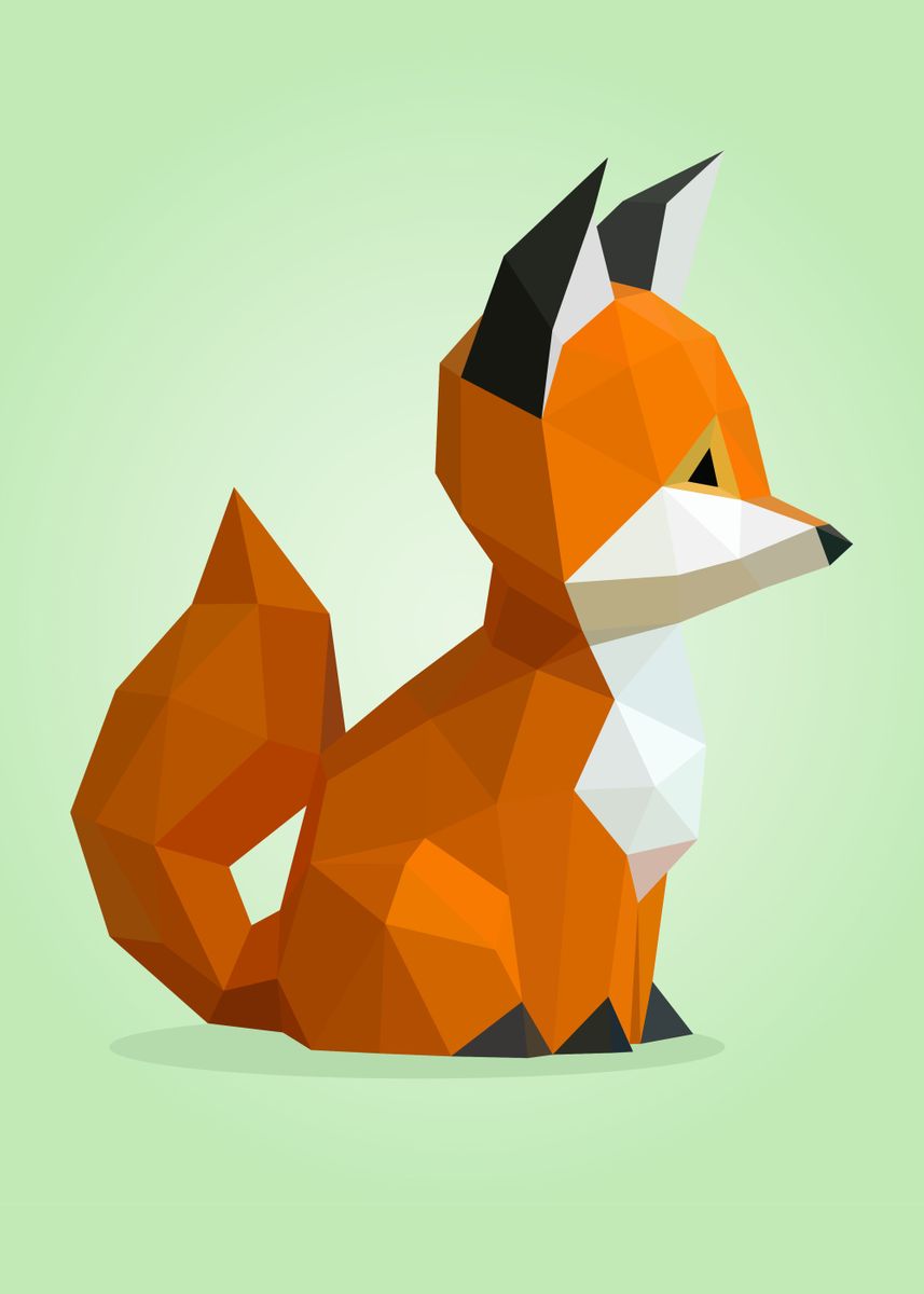 'Polygon Fox' Poster, picture, metal print, paint by PosterSuite | Displate