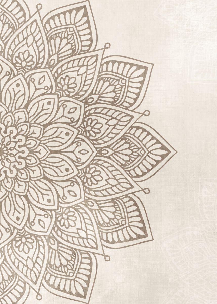 'Beige brown mandala no640b' Poster, picture, metal print, paint by Aga ...