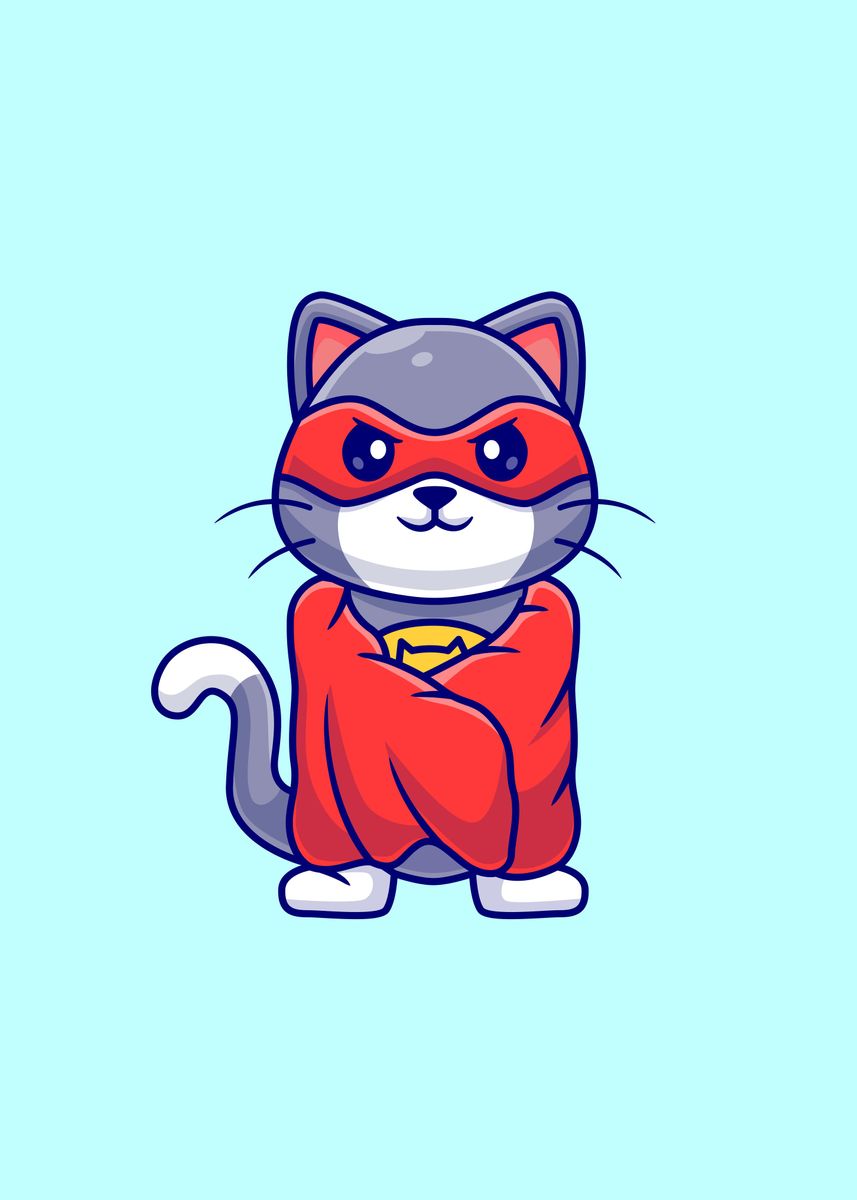 'Cute cat super hero' Poster by Le Duc Hiep | Displate