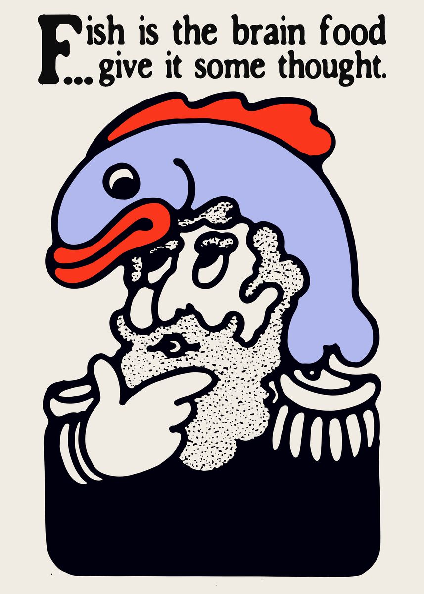 'Eat Fish Vintage Poster' Poster, picture, metal print, paint by ...