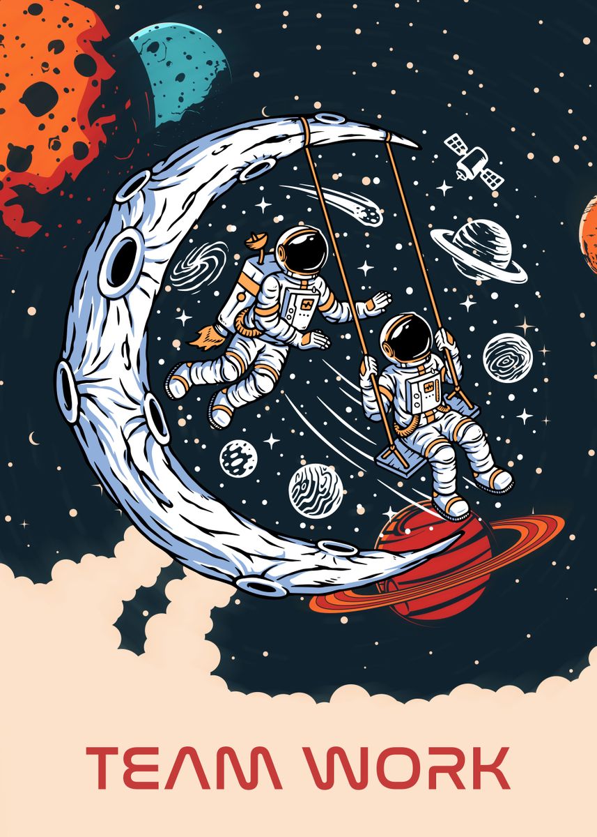 'Astronauten Friendship' Poster, picture, metal print, paint by Stefan ...