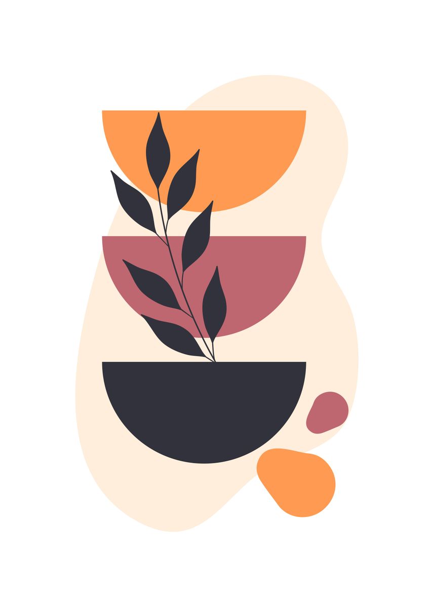 'Tropical leaves boho shape' Poster by Human Shadow | Displate