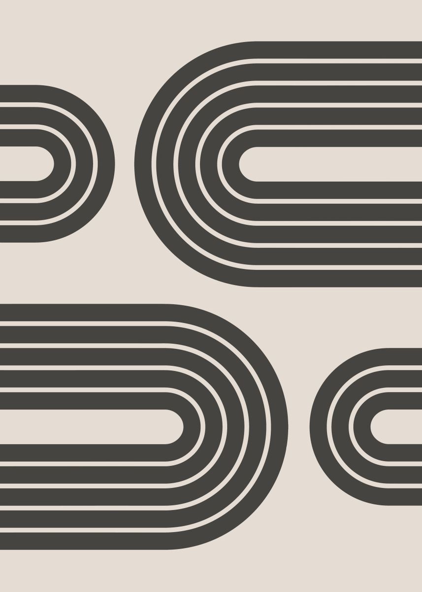 'Beige black lines no153' Poster, picture, metal print, paint by Aga ...