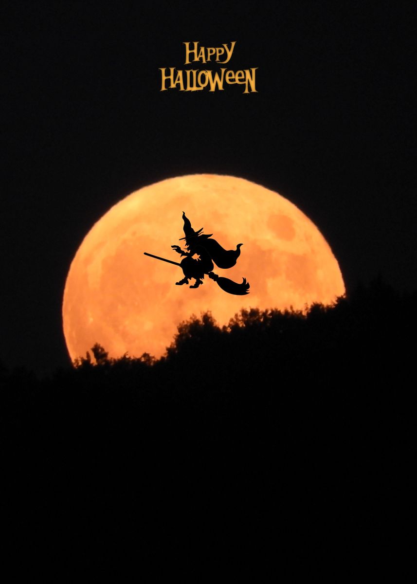 'Halloween Witch Moon' Poster by Ionut Dragomir | Displate