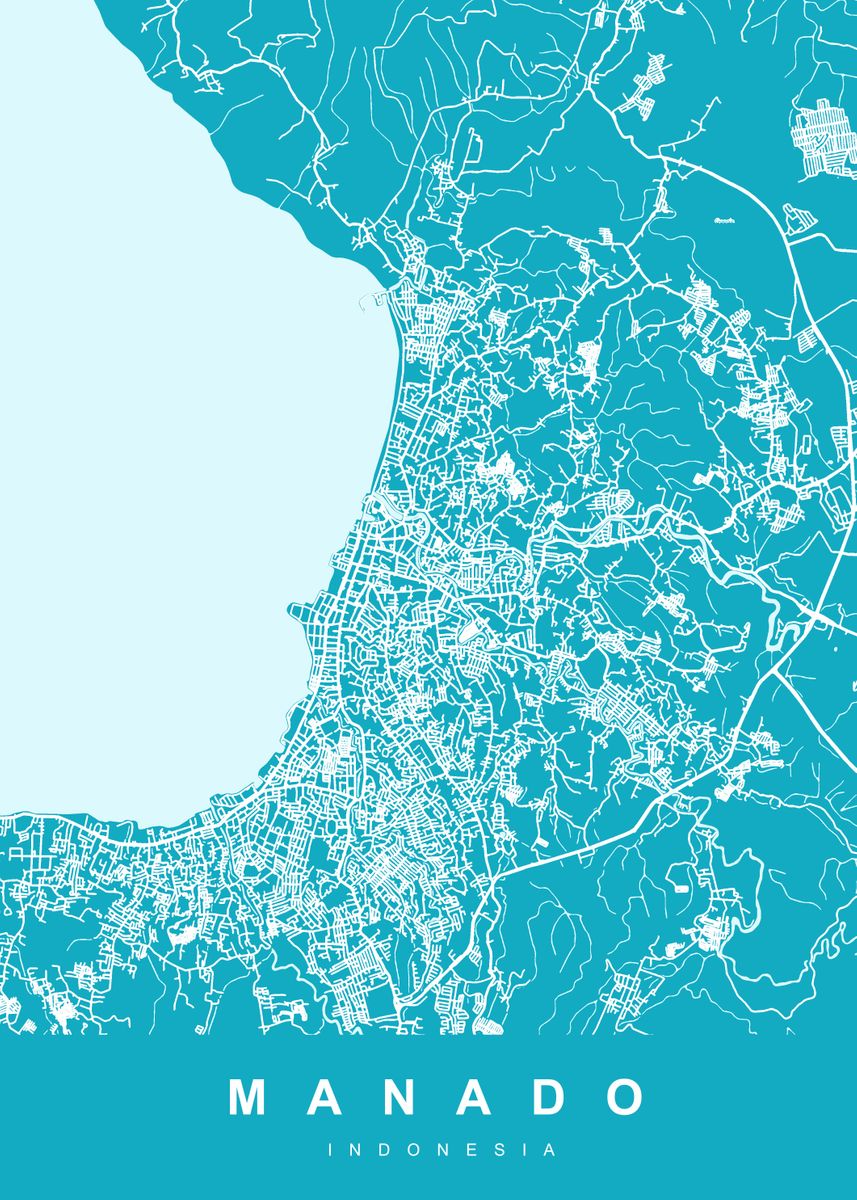 'MANADO INDONESIA' Poster, picture, metal print, paint by UrbanMaps ...