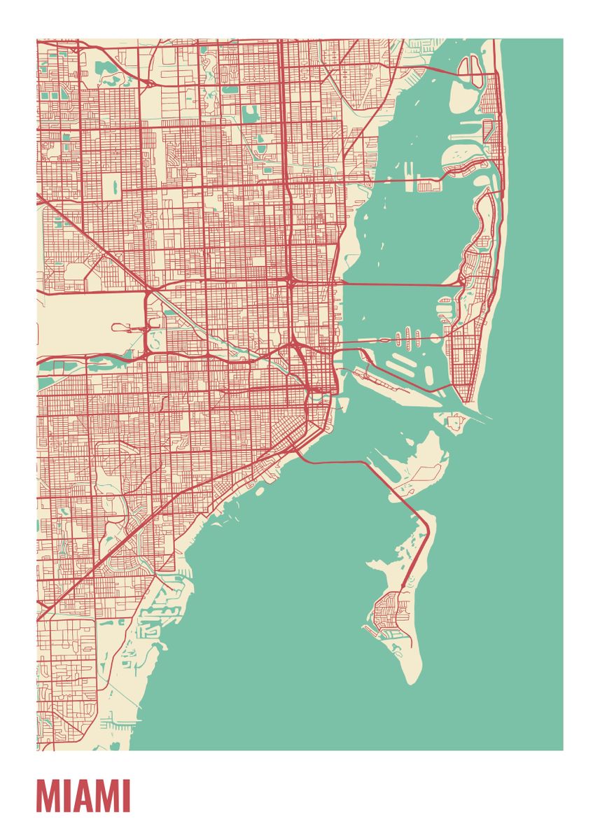 'Miami' Poster, picture, metal print, paint by Mr Penguin | Displate