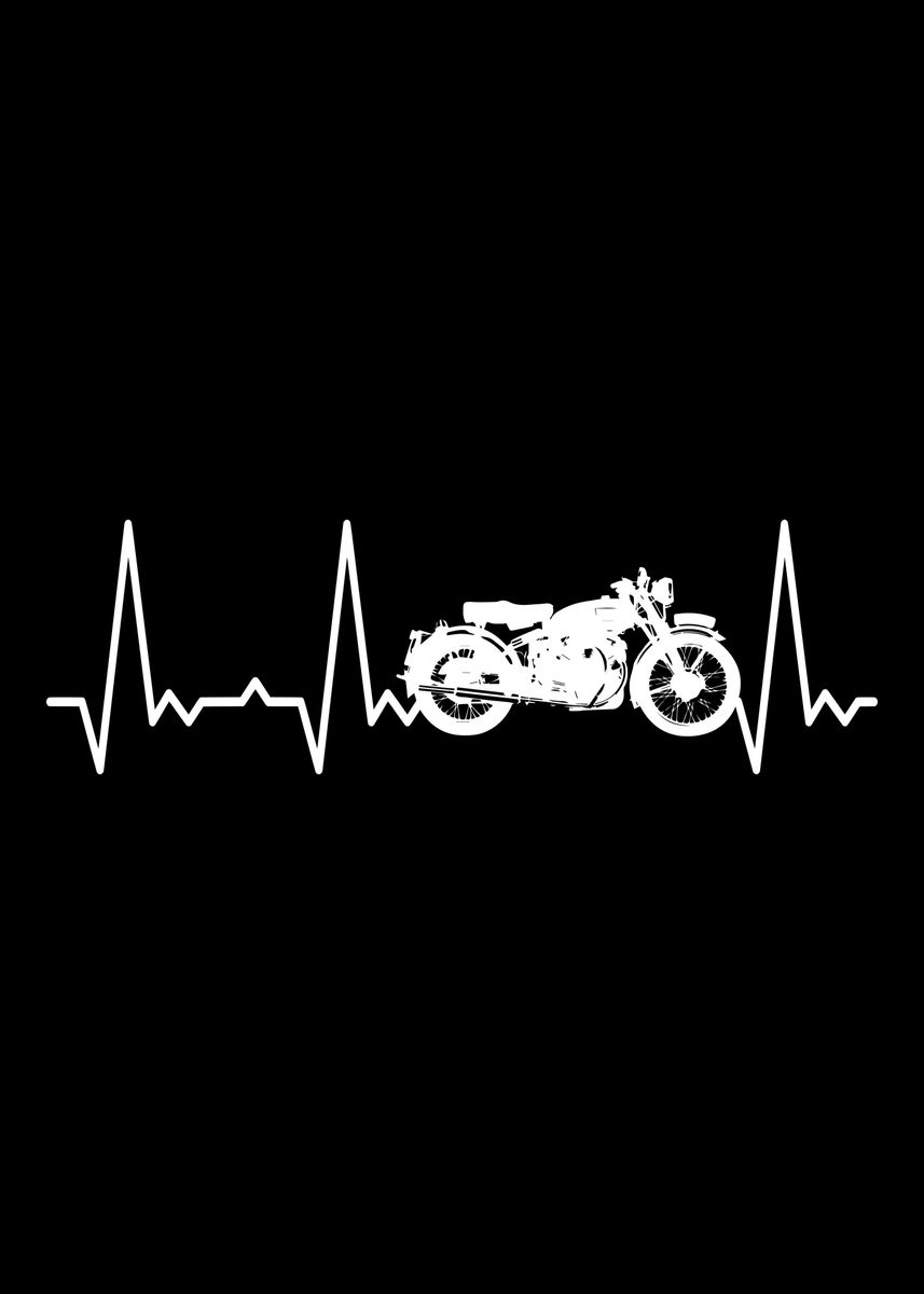 'Heartbeat Motorcycle' Poster, picture, metal print, paint by ...