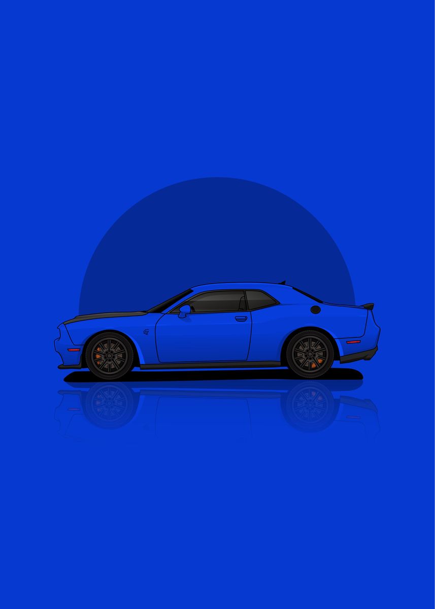 'Dodge Challenger Blue' Poster by Dodi Firdaus | Displate