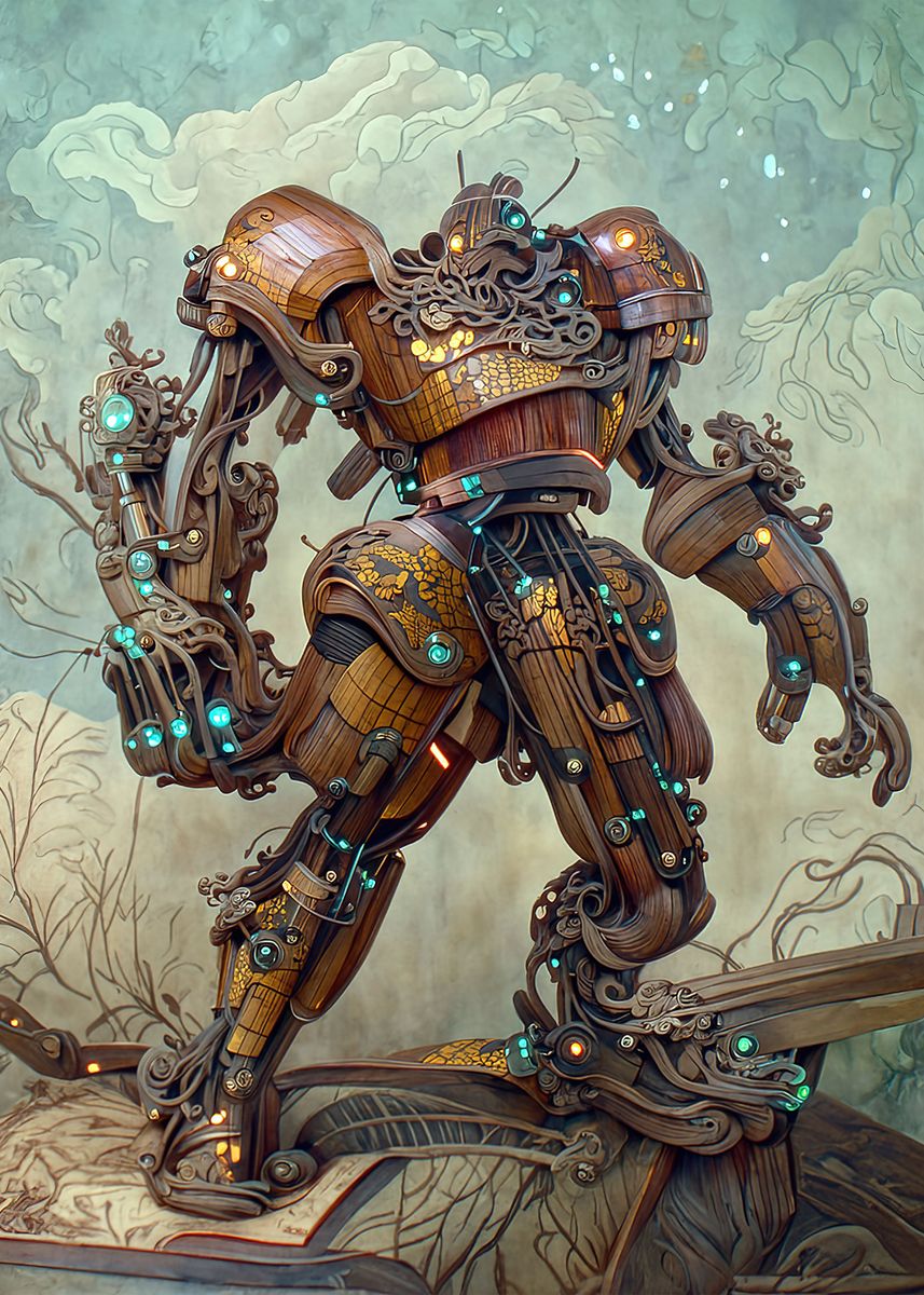 'Wooden Mech' Poster, picture, metal print, paint by Machine Delusions ...