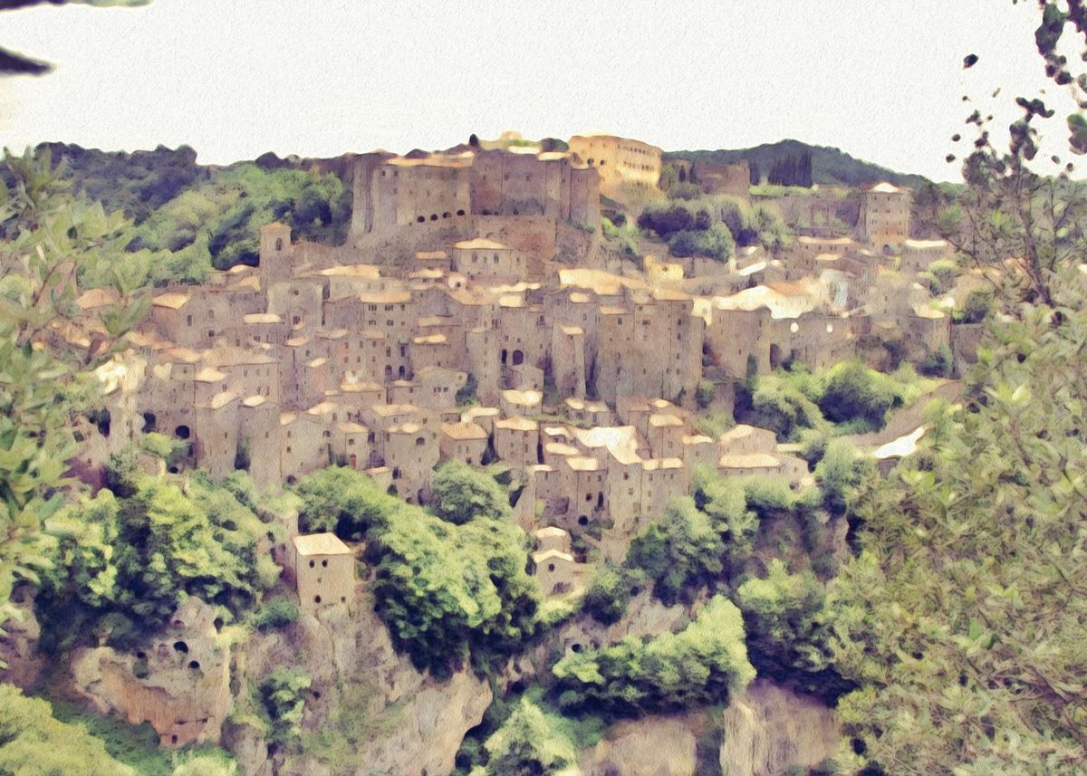 'Sorano Italy' Poster by Hisham Zreiq | Displate