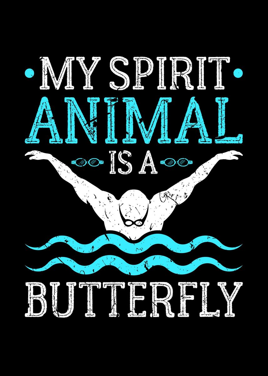 'Spirit Animal Swimming' Poster, picture, metal print, paint by ...