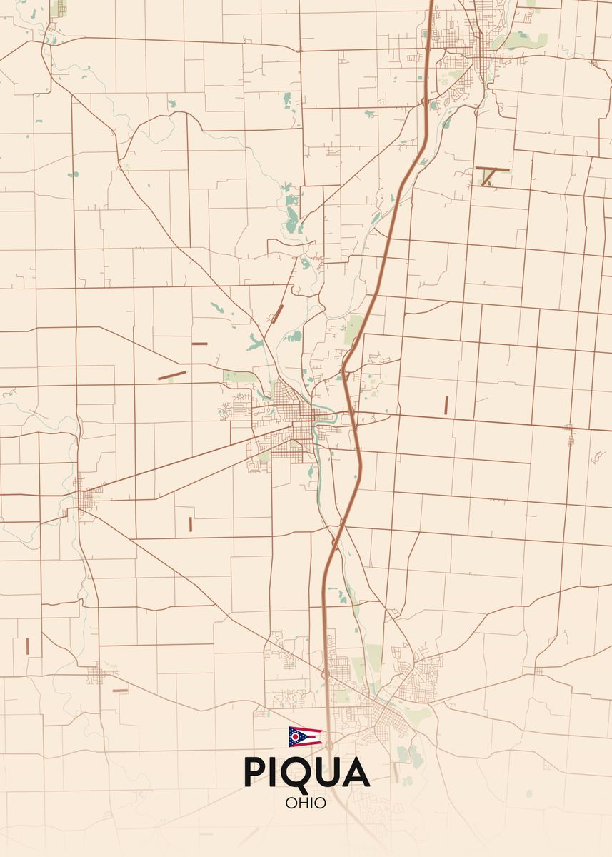 'Piqua OH' Poster, picture, metal print, paint by IMR Designs | Displate