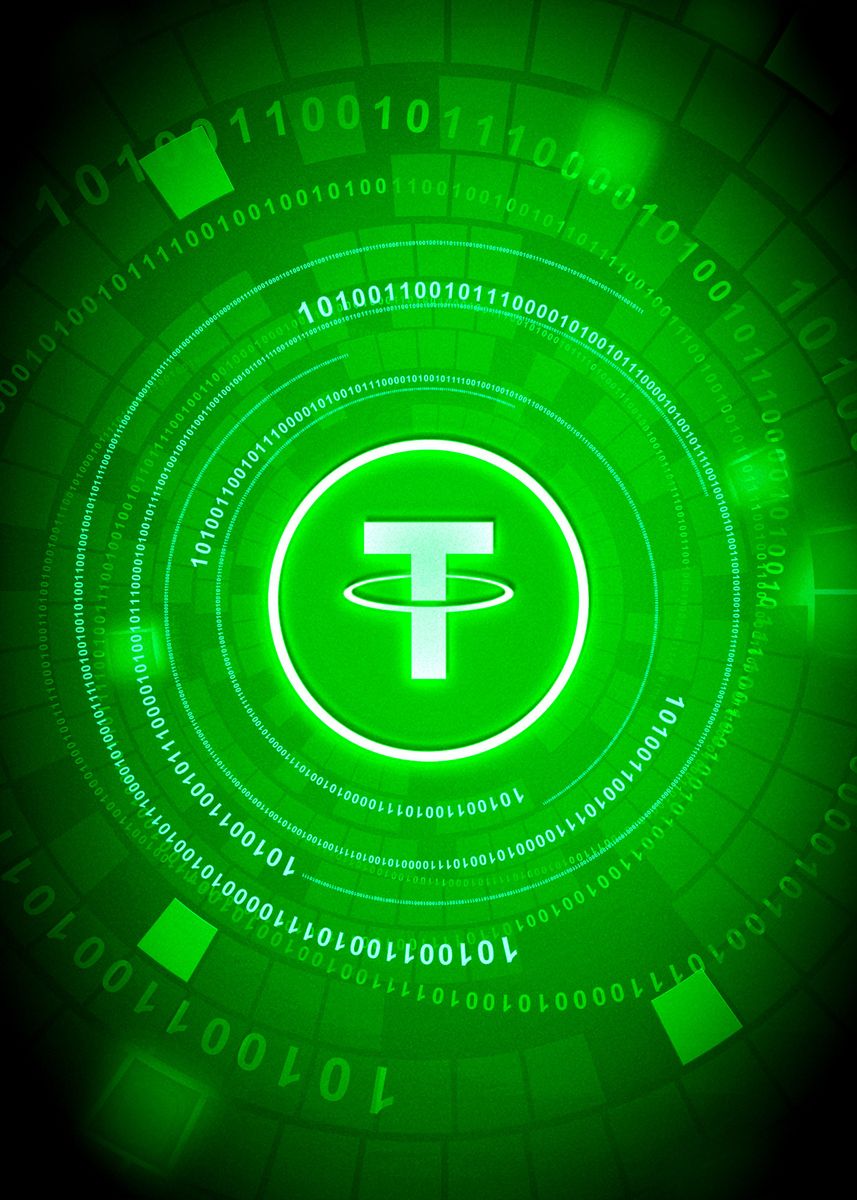 'Tether USDT' Poster, picture, metal print, paint by Black Iris | Displate