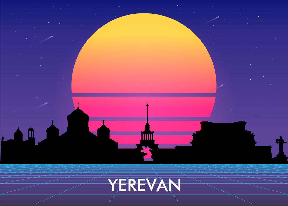 'Yerevan cityscape retro 80' Poster by Special Posters displate | Displate