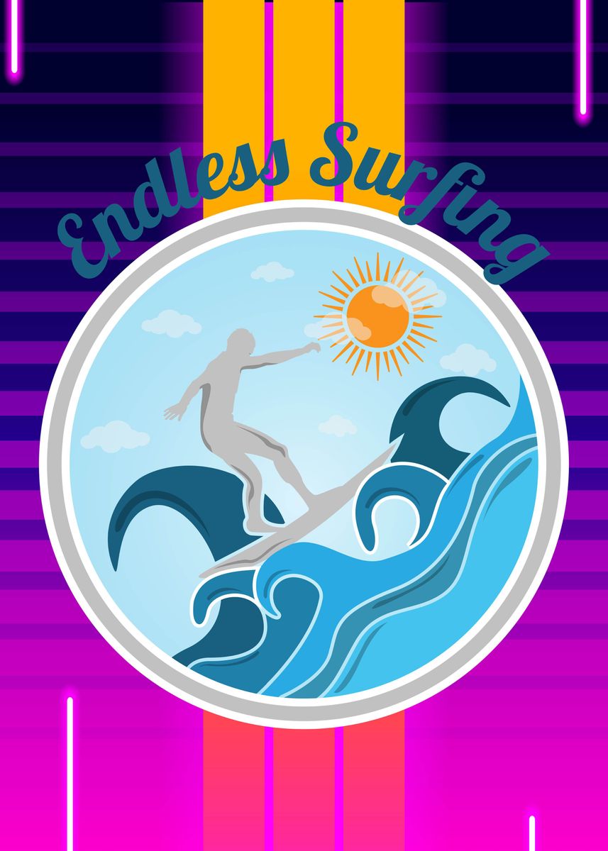 'Endless Surfing ' Poster, picture, metal print, paint by strap mandara ...