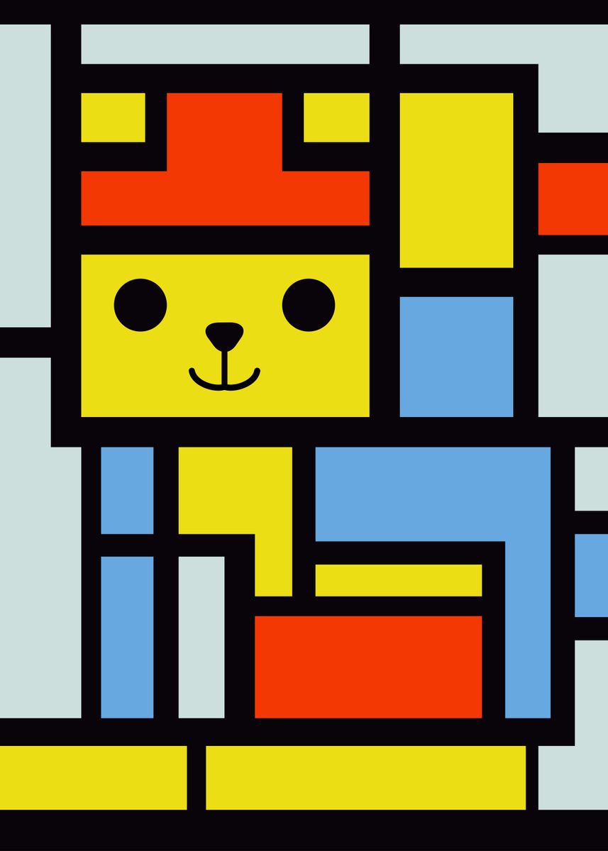 'Mondrian Cat Composition' Poster by Prawny | Displate