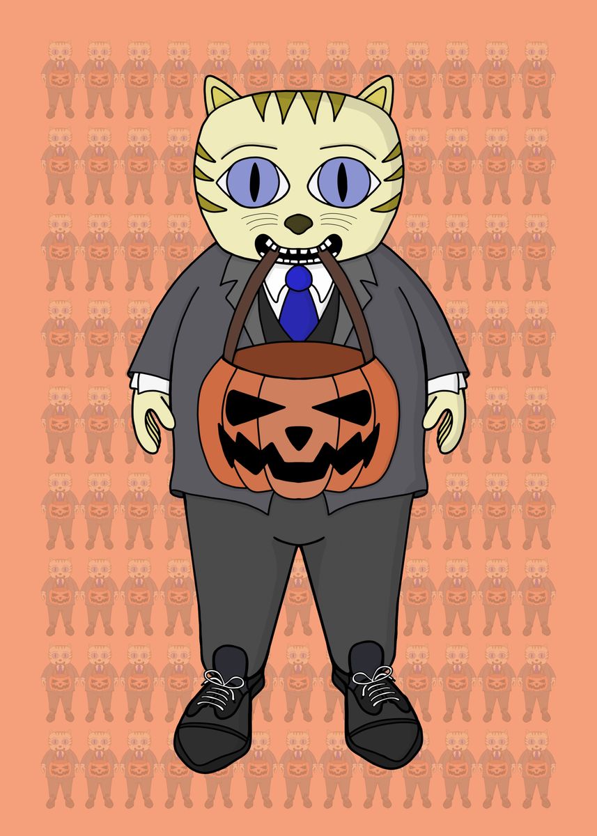 'Cat Fun Halloween' Poster, picture, metal print, paint by diego ...