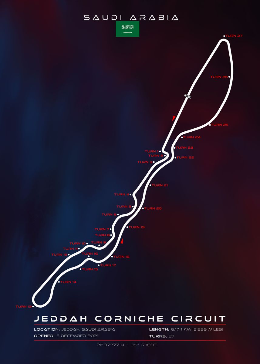 'Jeddah Corniche Circuit' Poster, picture, metal print, paint by ...