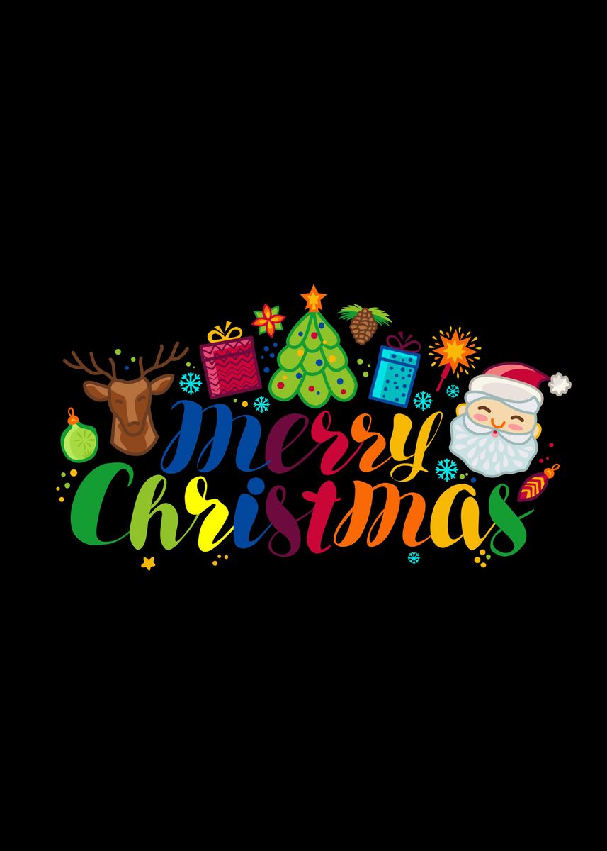 'xmas text art' Poster, picture, metal print, paint by Mshel Tyan ...