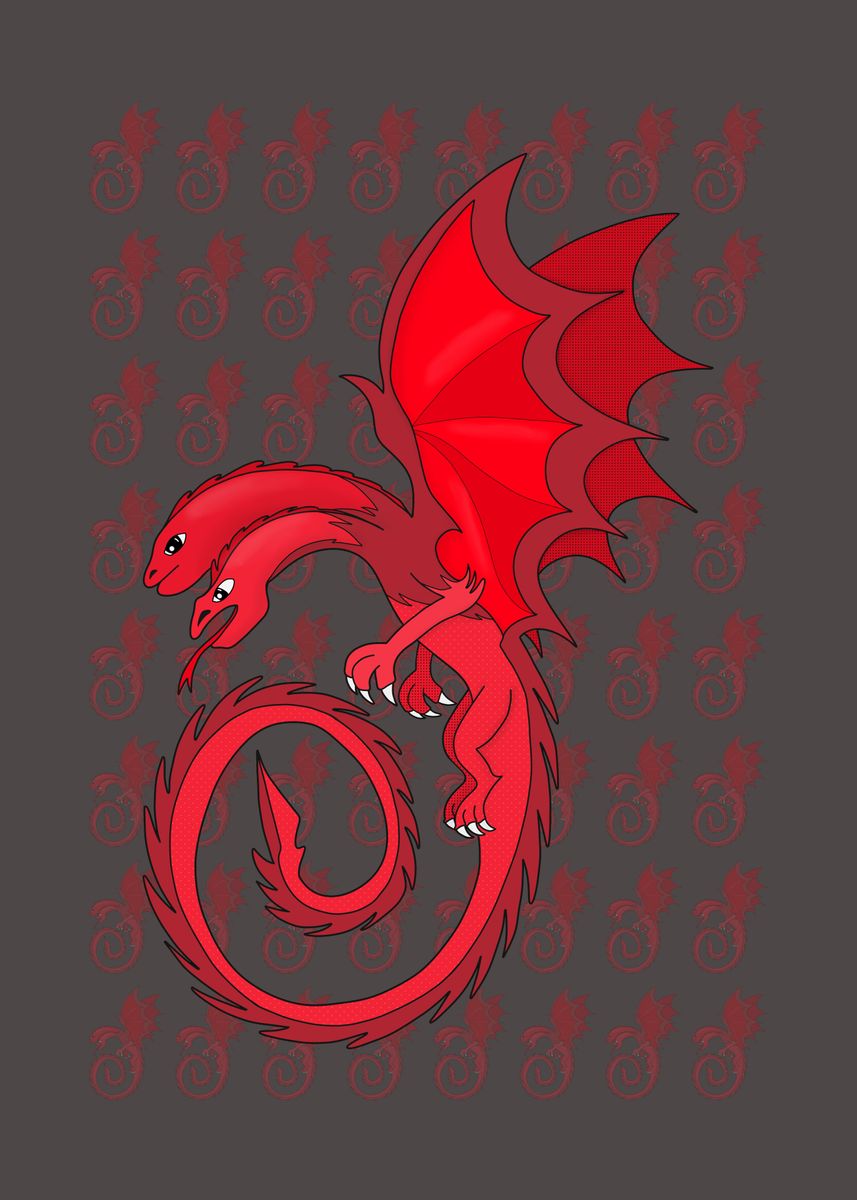 'Two Headed Merlot Dragon' Poster, picture, metal print, paint by diego ...