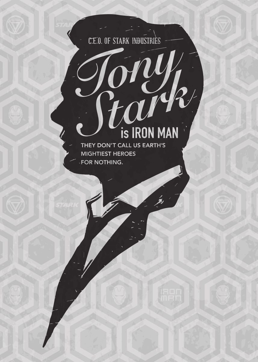 'Tony Stark profile' Poster, picture, metal print, paint by Marvel ...