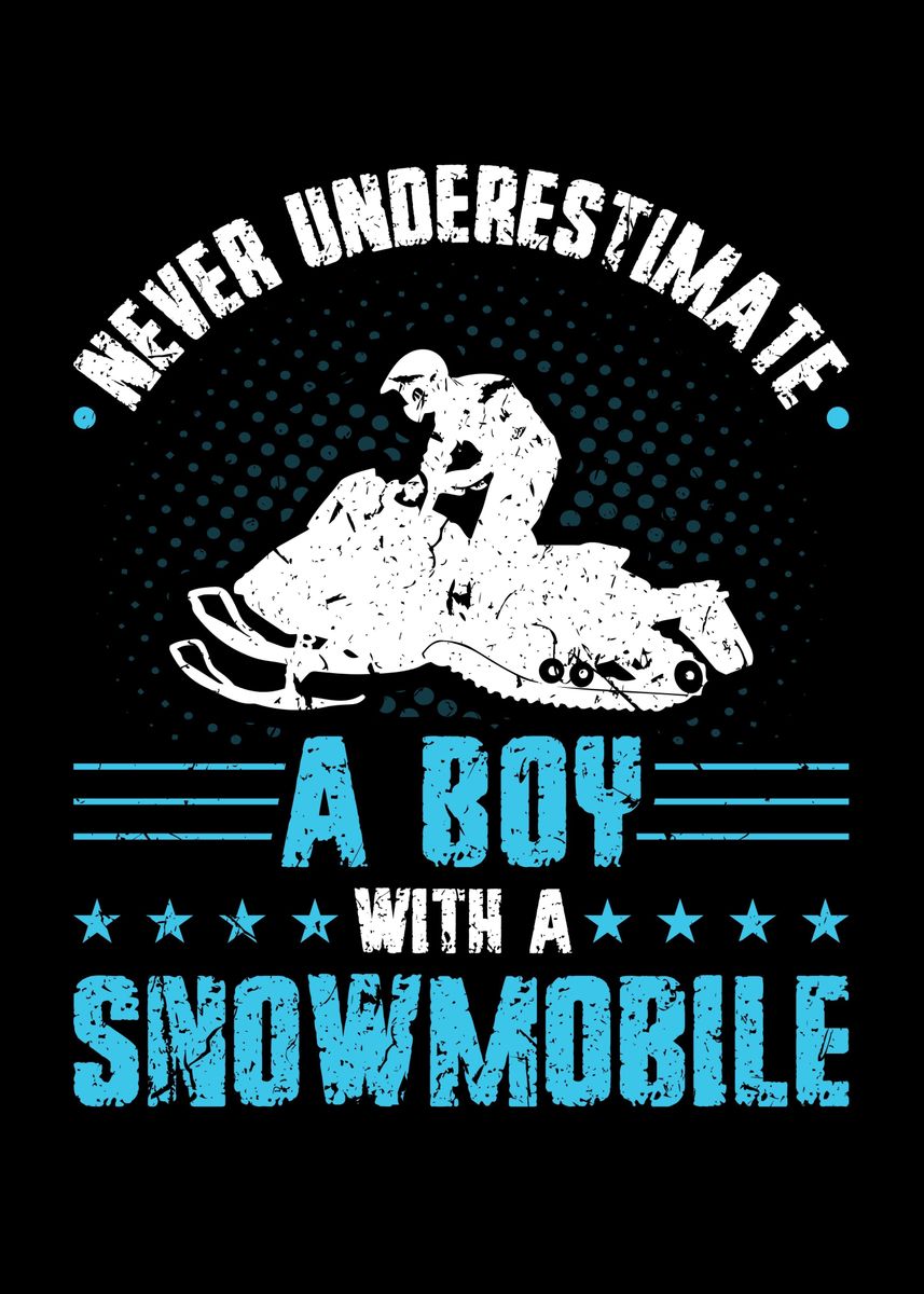 'Snowmobile Riding Boy' Poster, picture, metal print, paint by ...