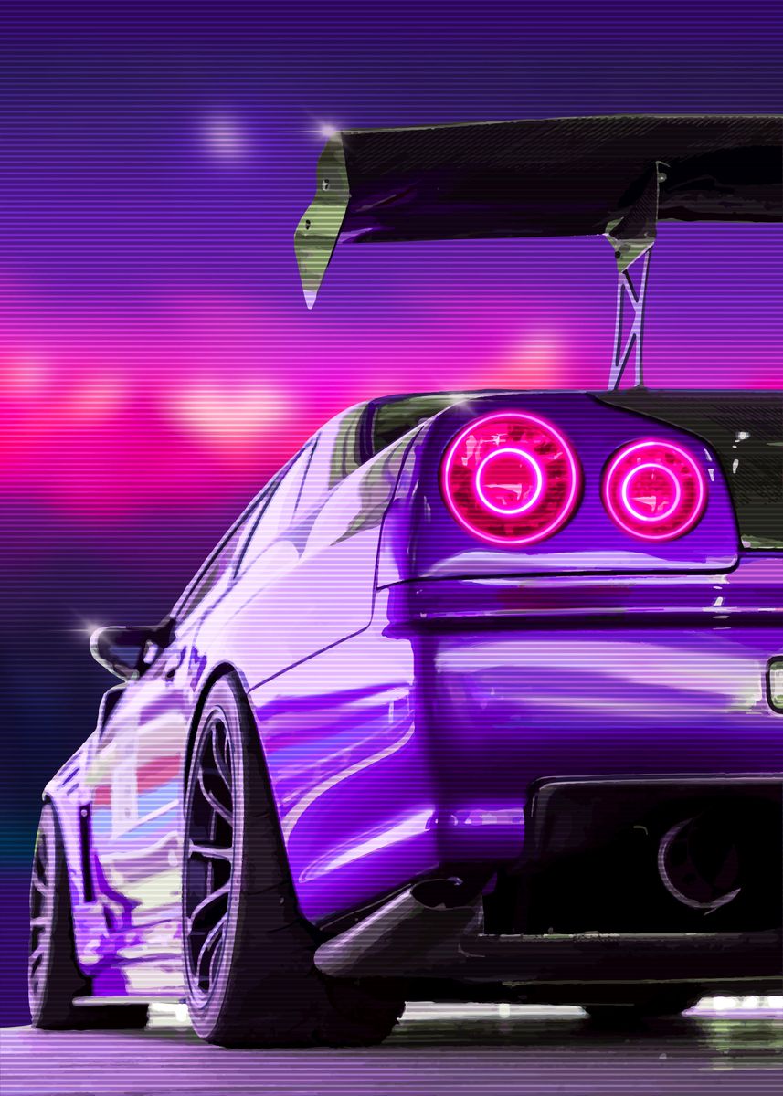 'GTR R34 Skyline ' Poster, picture, metal print, paint by Boon Edgar ...