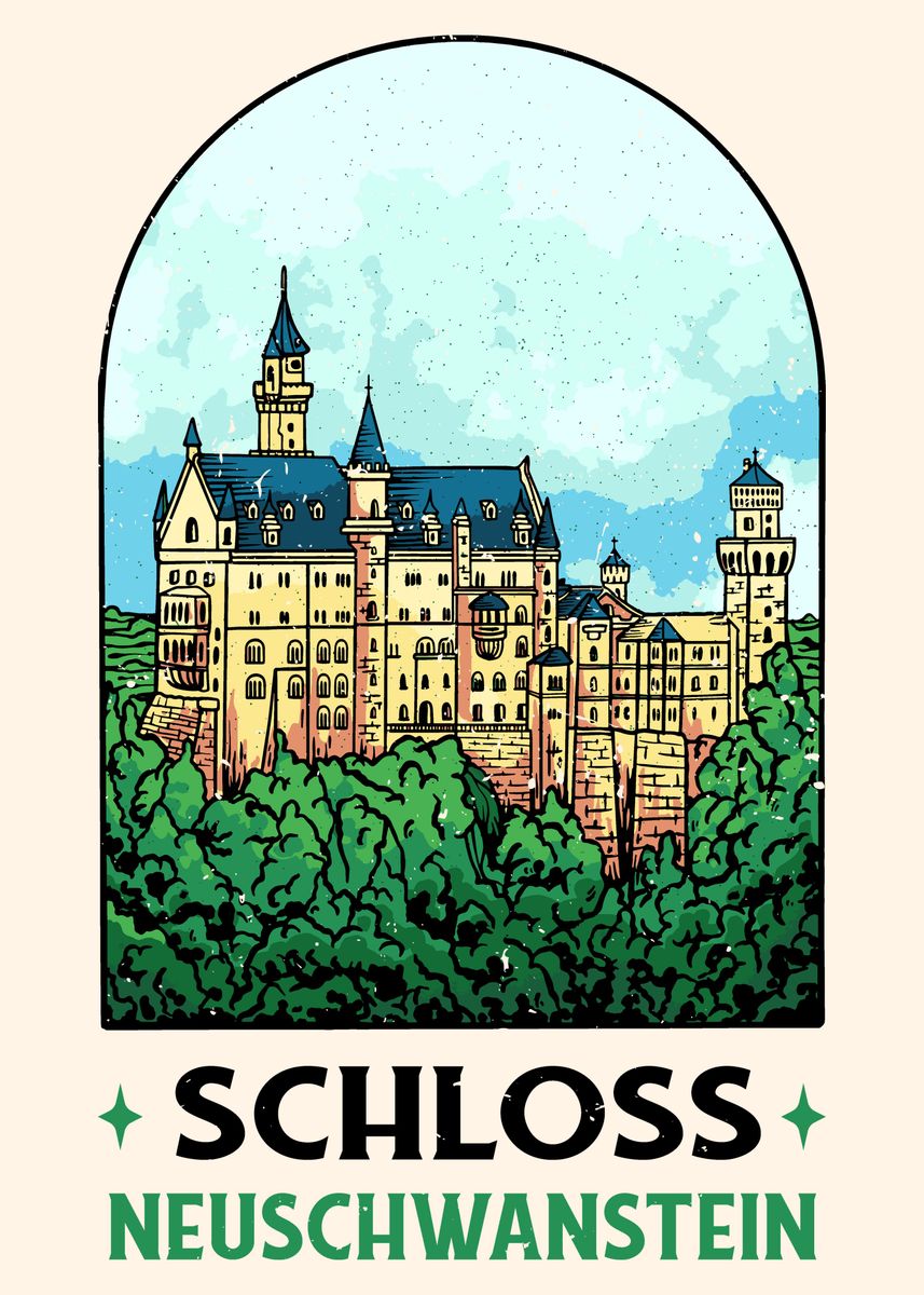'The Castle Neuschwanstein' Poster, picture, metal print, paint by Max ...