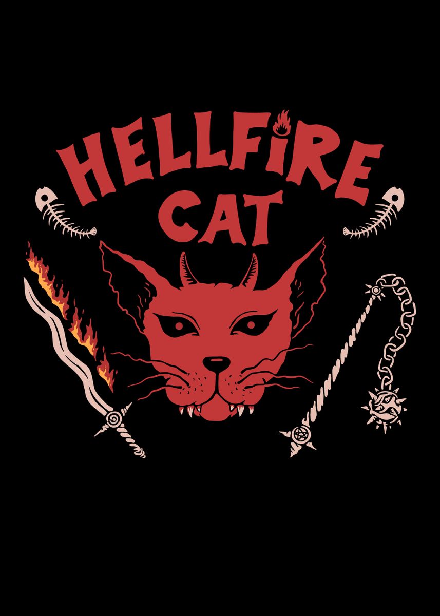 'Sphynx Cat Hellfire ' Poster, picture, metal print, paint by MarsDK ...