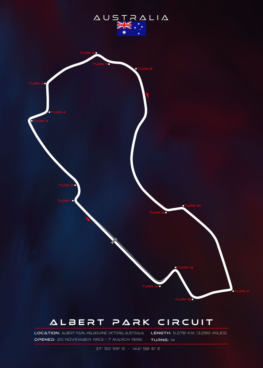 'Albert Park Circuit' Poster, picture, metal print, paint by ...