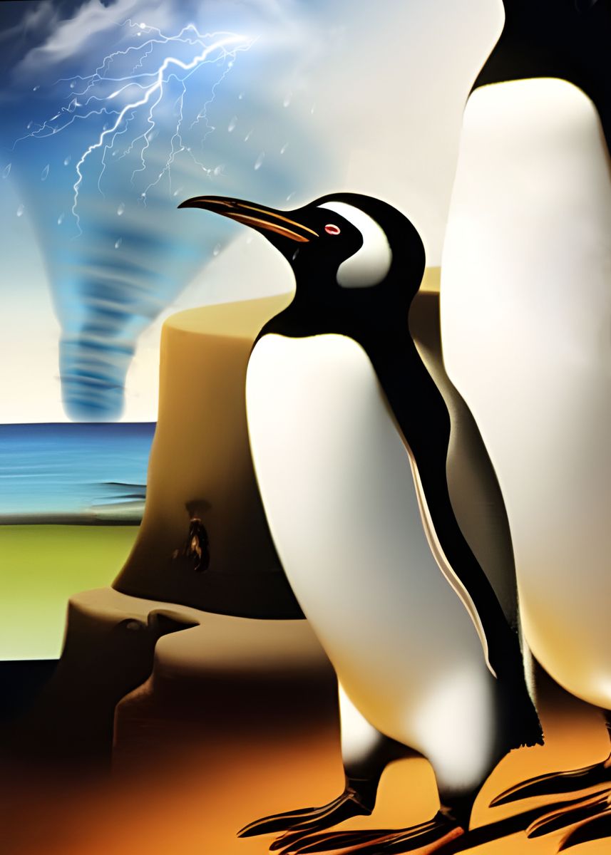 'Penguin storm' Poster, picture, metal print, paint by Ana Vlajcevic ...