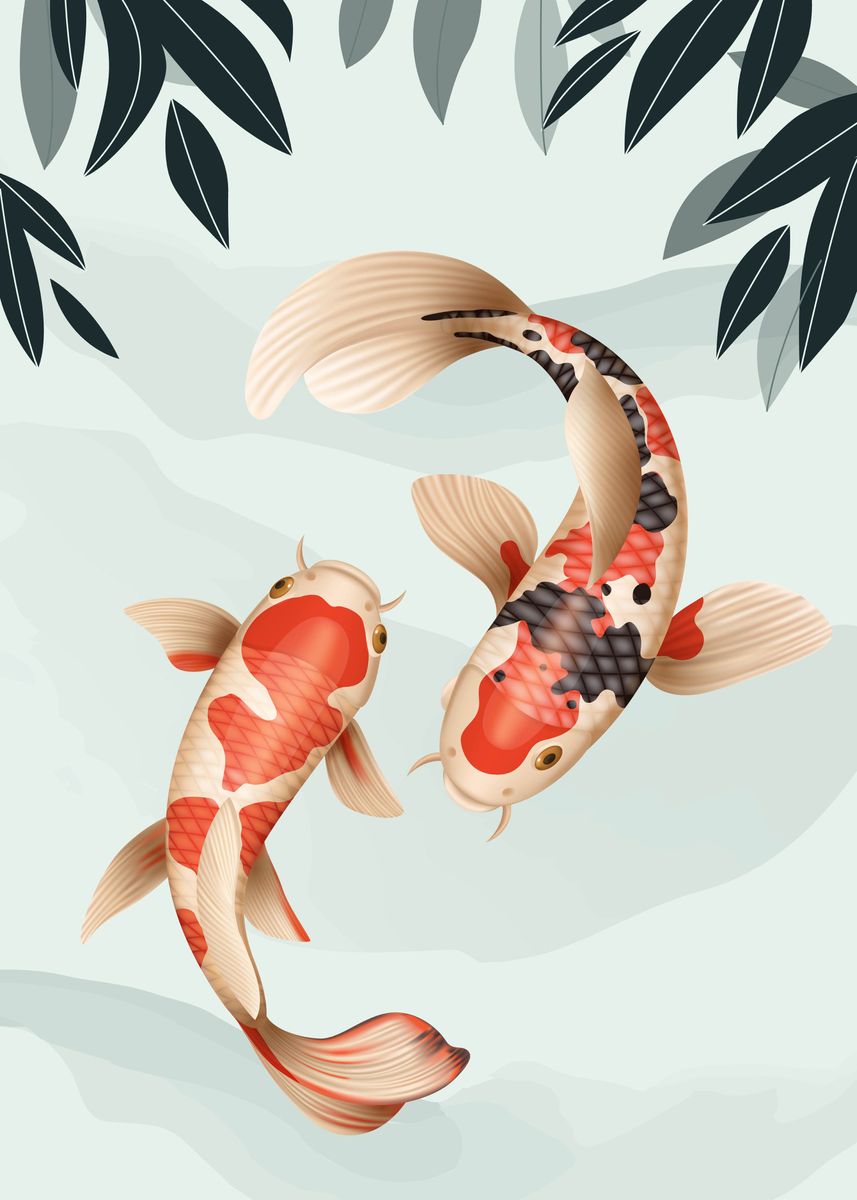 'Two Fish ' Poster, picture, metal print, paint by strap mandara | Displate