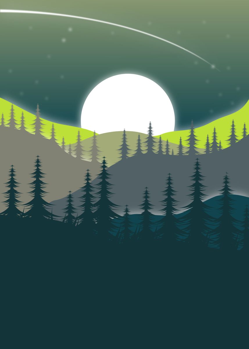 'Green Landscape' Poster by Namrahc Kunatip | Displate