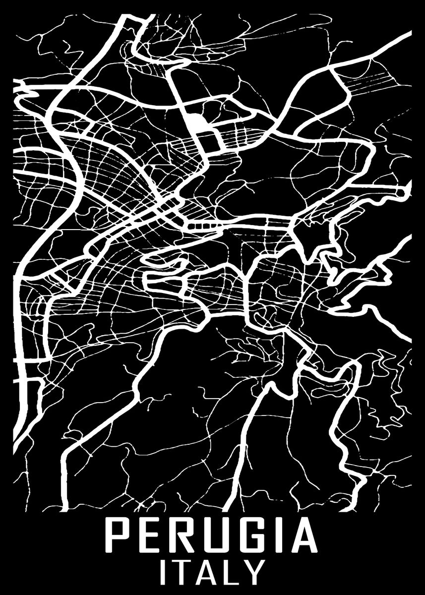 'Perugia Italy City Map' Poster, picture, metal print, paint by ...