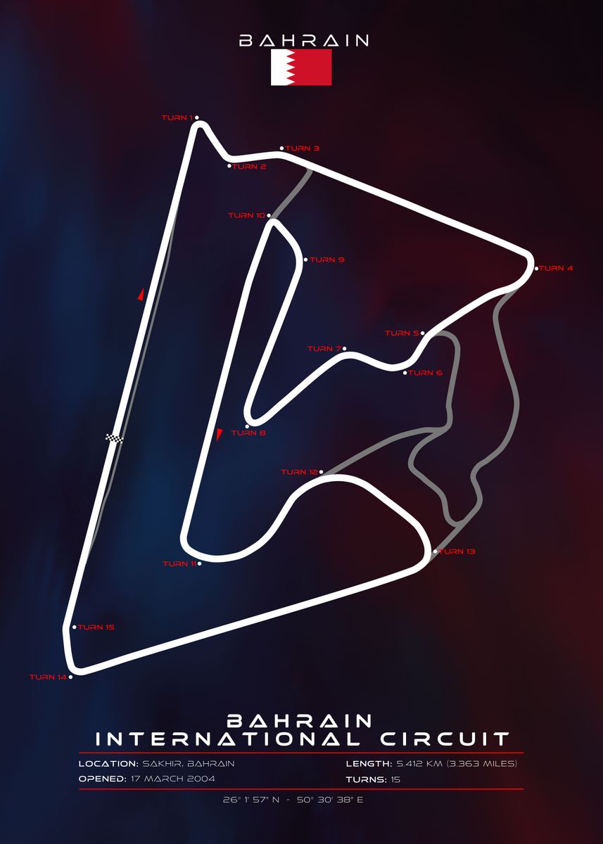 'Bahrain Circuit' Poster, picture, metal print, paint by DesignerMind ...