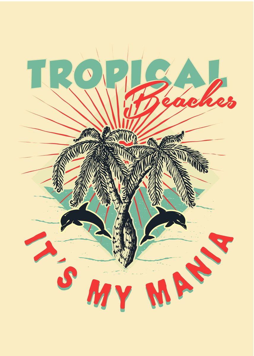'TROPICAL BEACH POSTER' Poster, picture, metal print, paint by ...